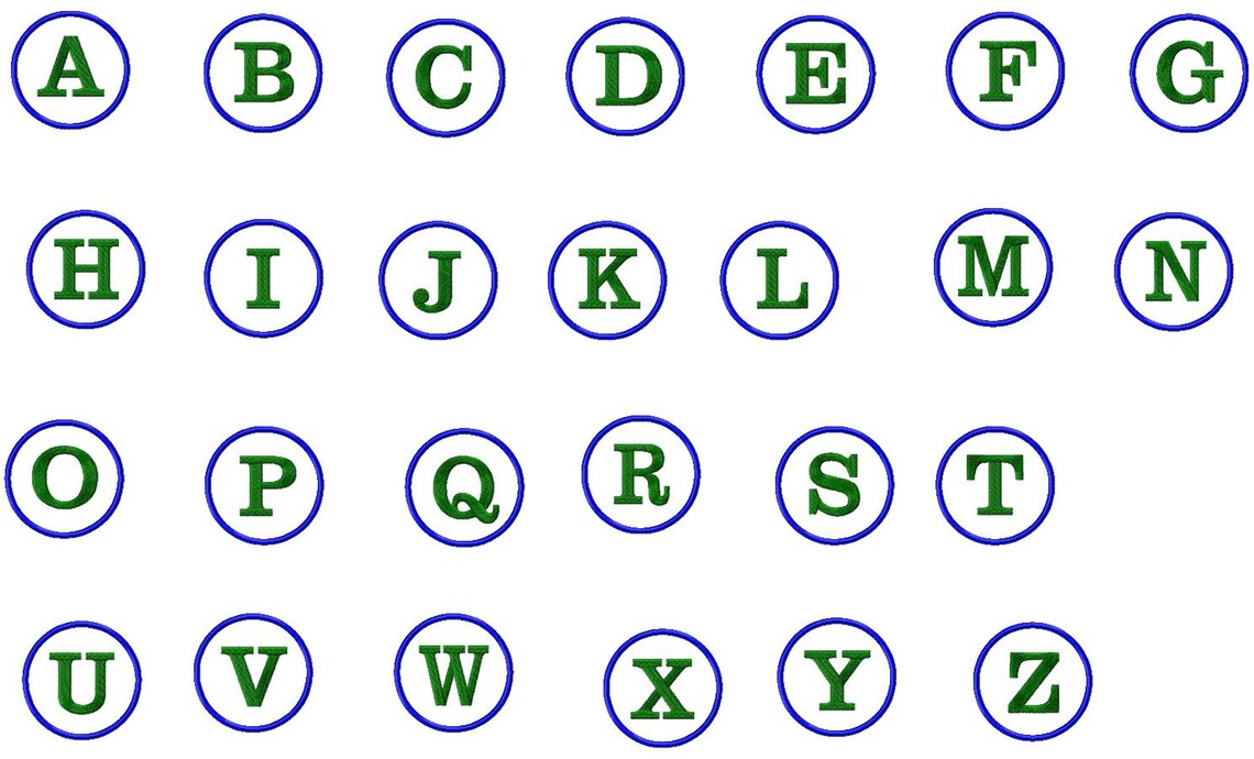 Circle Outline Machine Embroidery Font Alphabet 4 Sizes | Etsy