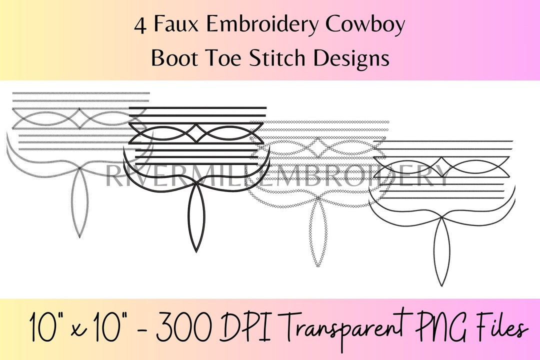Faux Embroidery Cowboy Boot Toe Stitch Pattern Printable PNG File ...