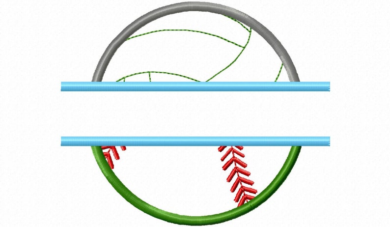 Split Ball Half Volleyball Half Softball / Baseball Applique - Etsy
