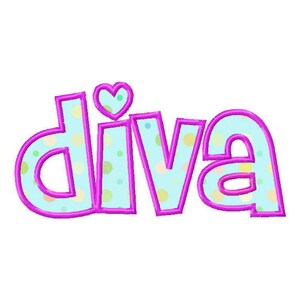 Diva Applique Machine Embroidery Design - 4 Sizes - Instant Download ...