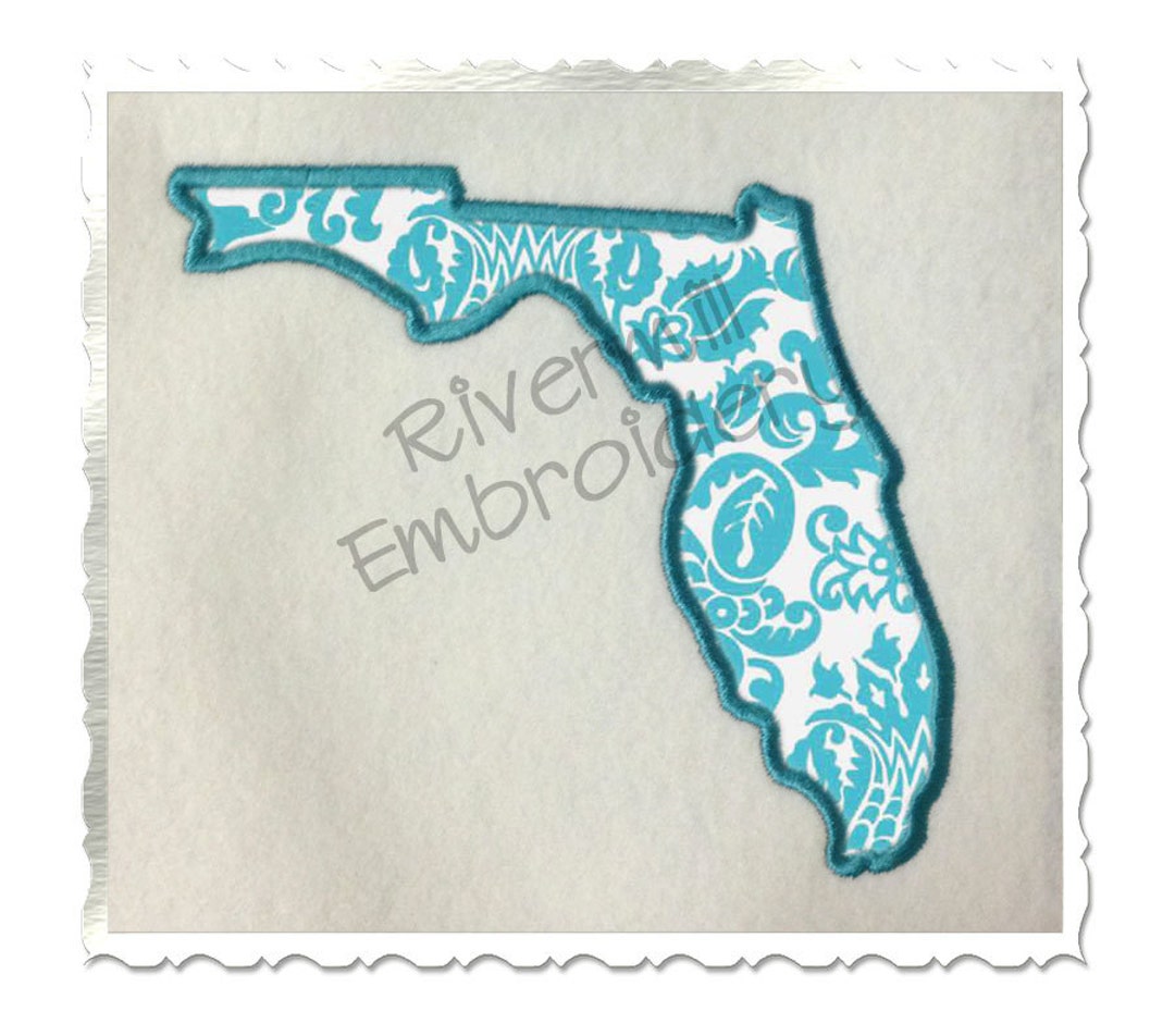 State of Florida Applique Machine Embroidery Design - 4 Sizes - Instant ...