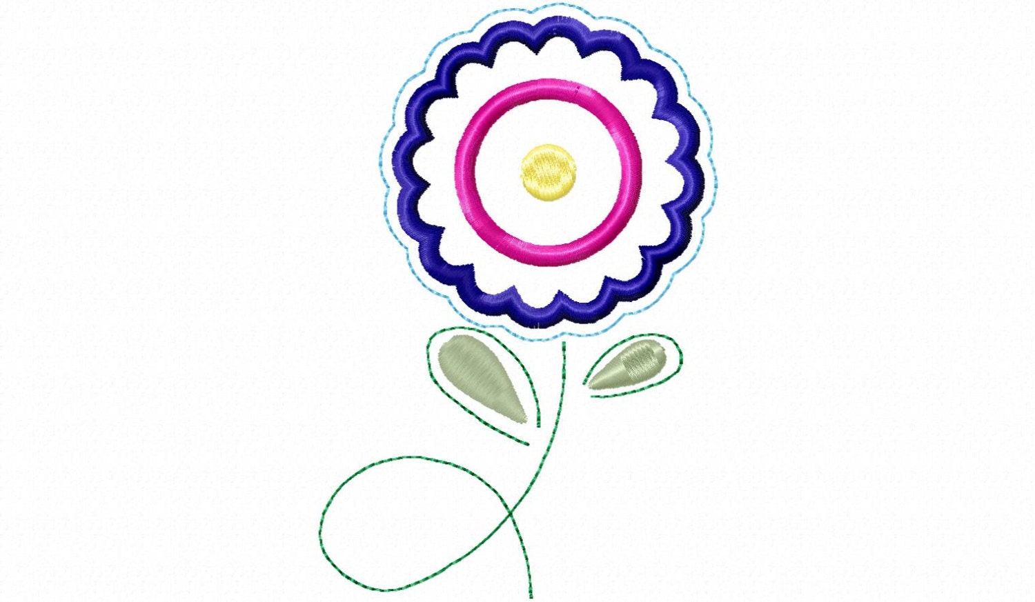 Applique Flower Machine Embroidery Design - 3 Sizes - Instant Download ...