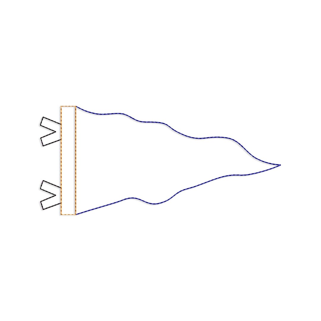 Wavy Pennant Flag Bean Stitch Raggy Applique Machine Embroidery Design ...