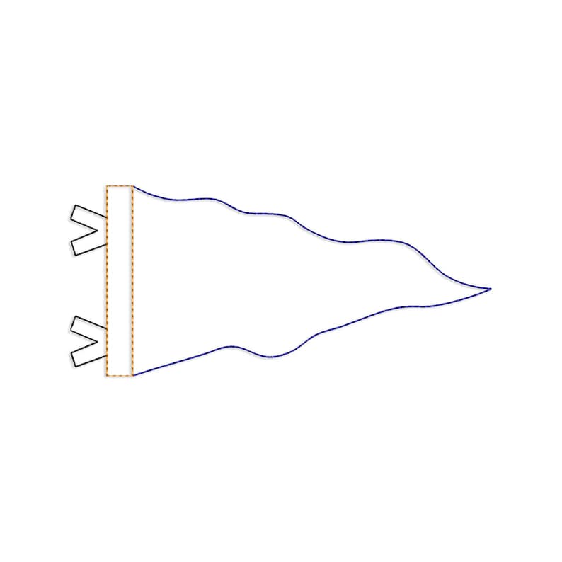 Wavy Pennant Flag Bean Stitch Raggy Applique Machine Embroidery Design ...