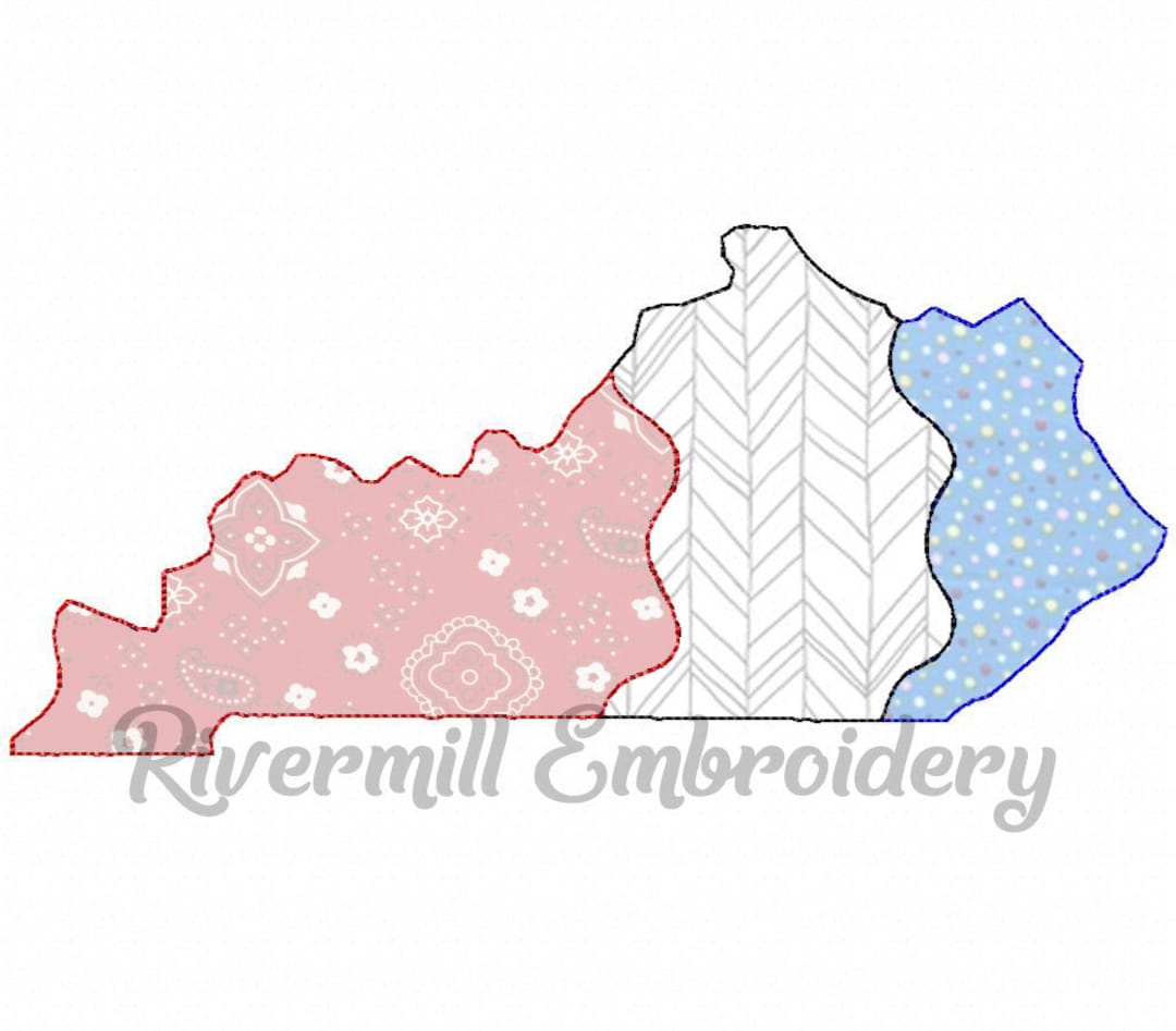 State of Kentucky Patchwork Raggy Applique Machine Embroidery Design ...