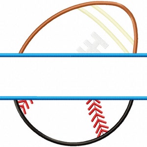 Split Ball Half Football Half Softball / Baseball Applique Machine ...