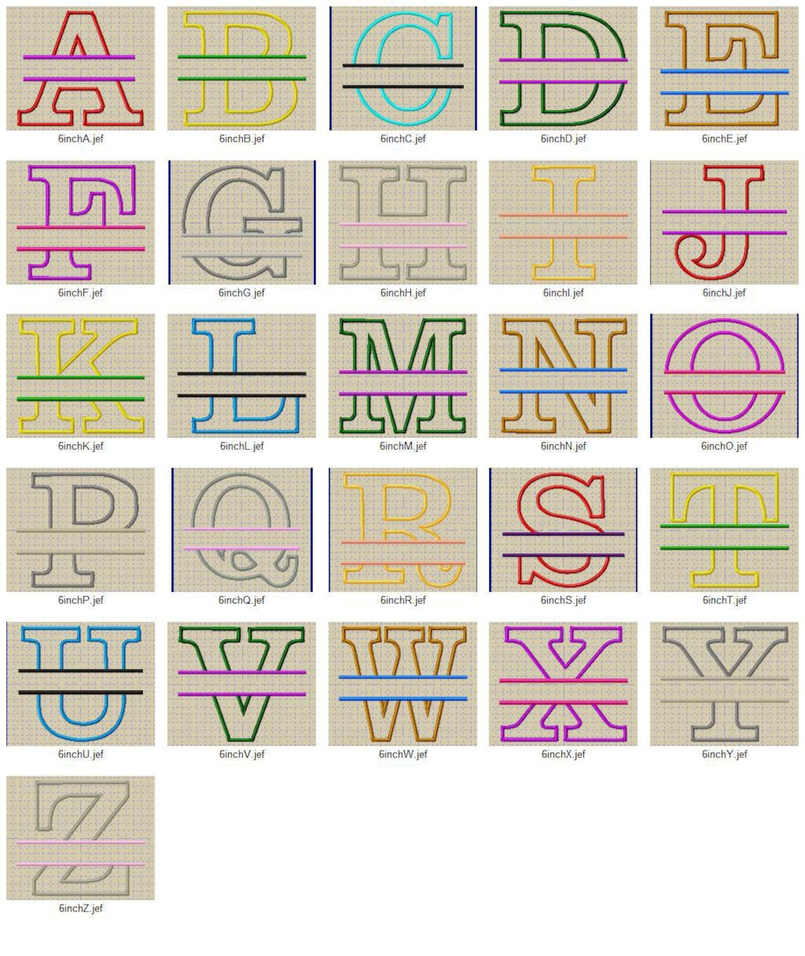 4x4 Size ONLY - Split Applique Alphabet Machine Embroidery Alphabet ...