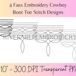 Faux Embroidery Cowboy Boot Toe Stitch Pattern Printable PNG File ...