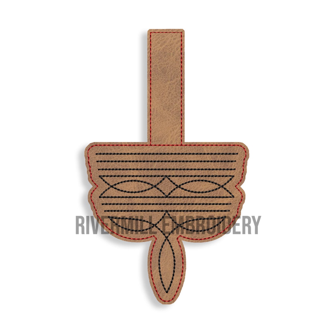 Cowboy Boot Toe Stitch in the Hoop Snap Tab Key Fob Machine Embroidery ...
