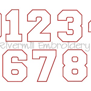 Jumbo XL College Varsity Applique Numbers Machine Embroidery Design - 3 ...