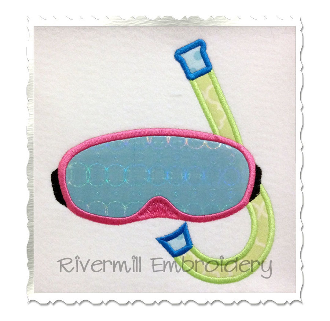 Applique Swim Goggles & Snorkel Machine Embroidery Design - 4 Sizes ...