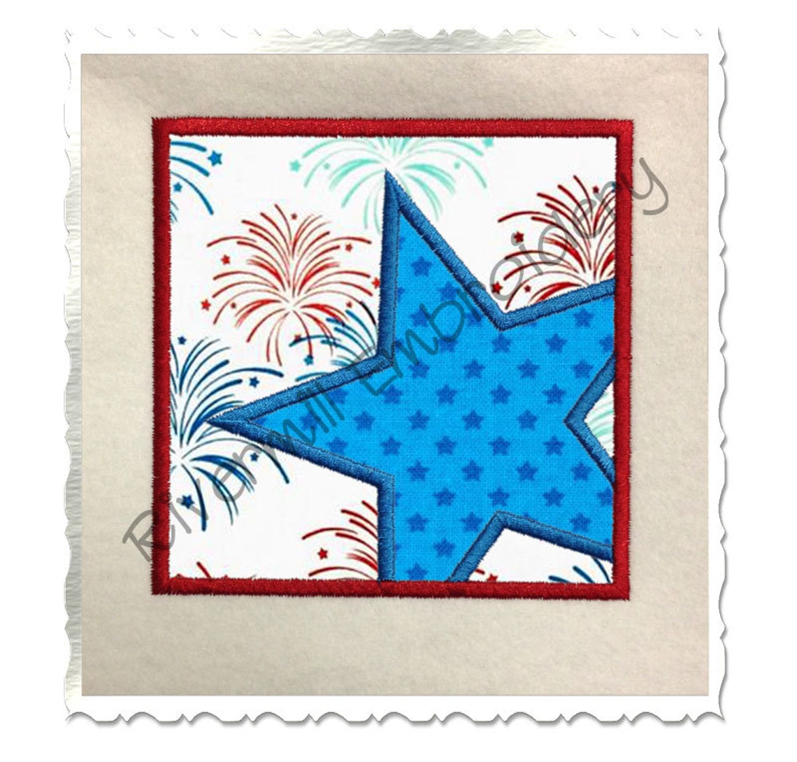 Star in a Square Frame Applique Machine Embroidery Design 4 - Etsy