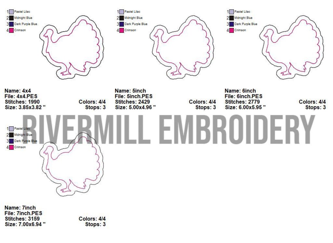 Raggy Turkey Double Applique Machine Embroidery Design - 4 Sizes ...
