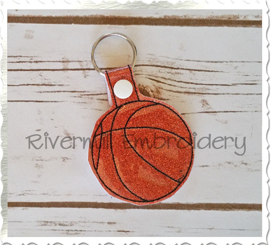 Basketball in the Hoop Snap Tab Key Fob Machine Embroidery Design - Etsy