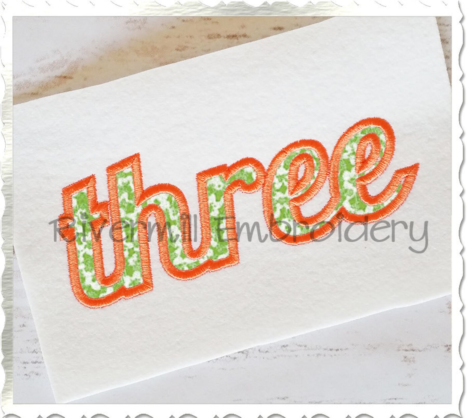 Applique Word three Machine Embroidery Design 3 - Etsy