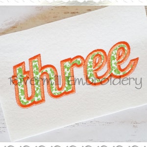 Applique Word "three" Machine Embroidery Design - 3 Sizes - Instant ...