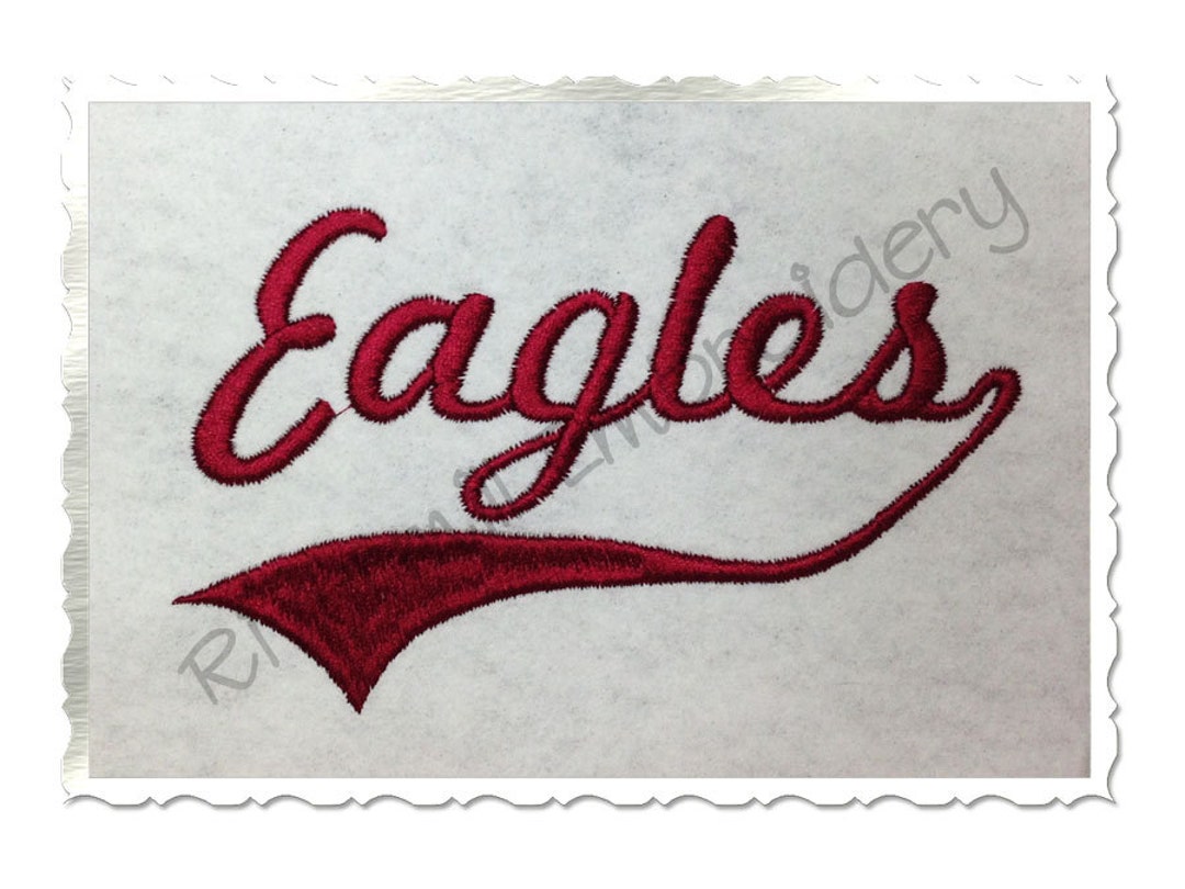 Eagles Word Design With Sports Swash Tail Machine Embroidery Design - 4 ...