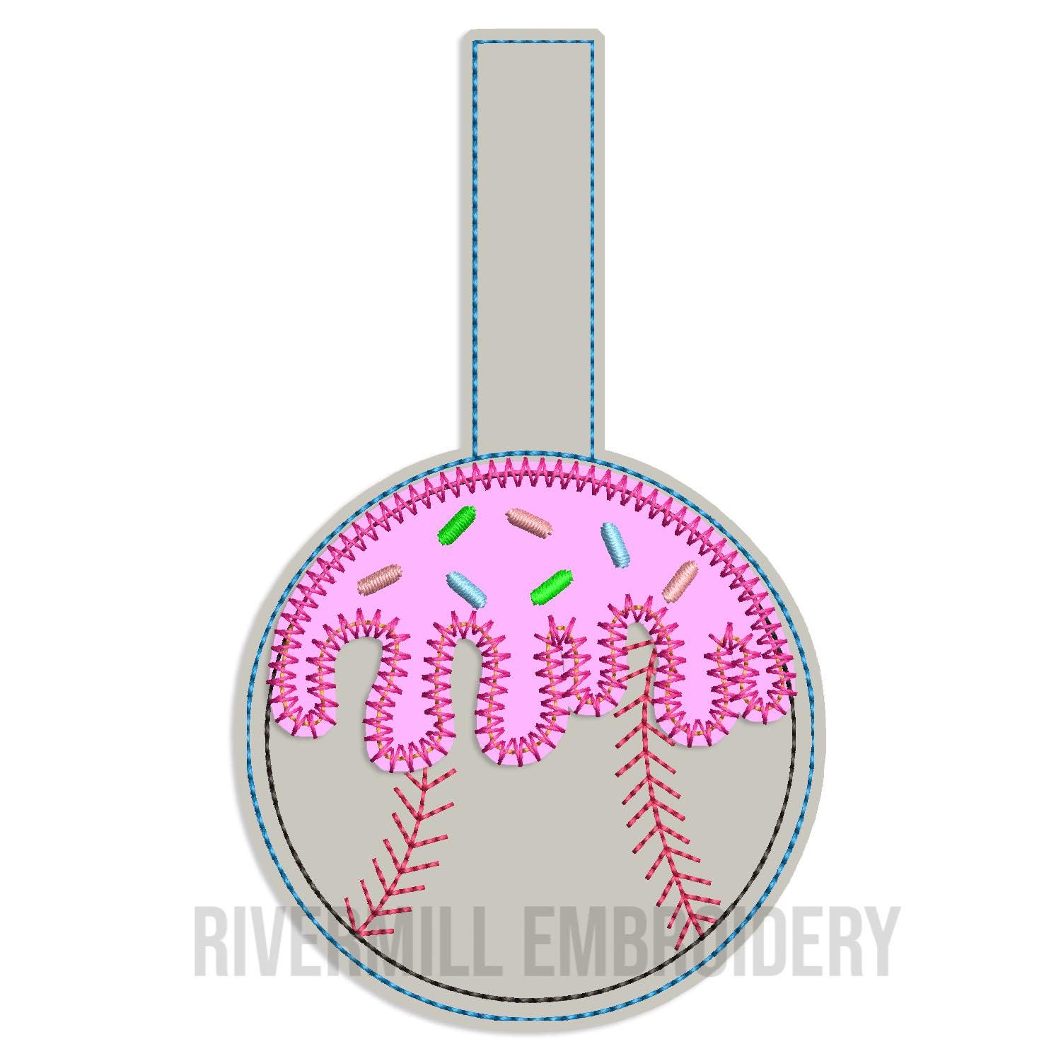 Baseball or Softball With Ice Cream Drips in the Hoop Snap Tab Key Fob ...
