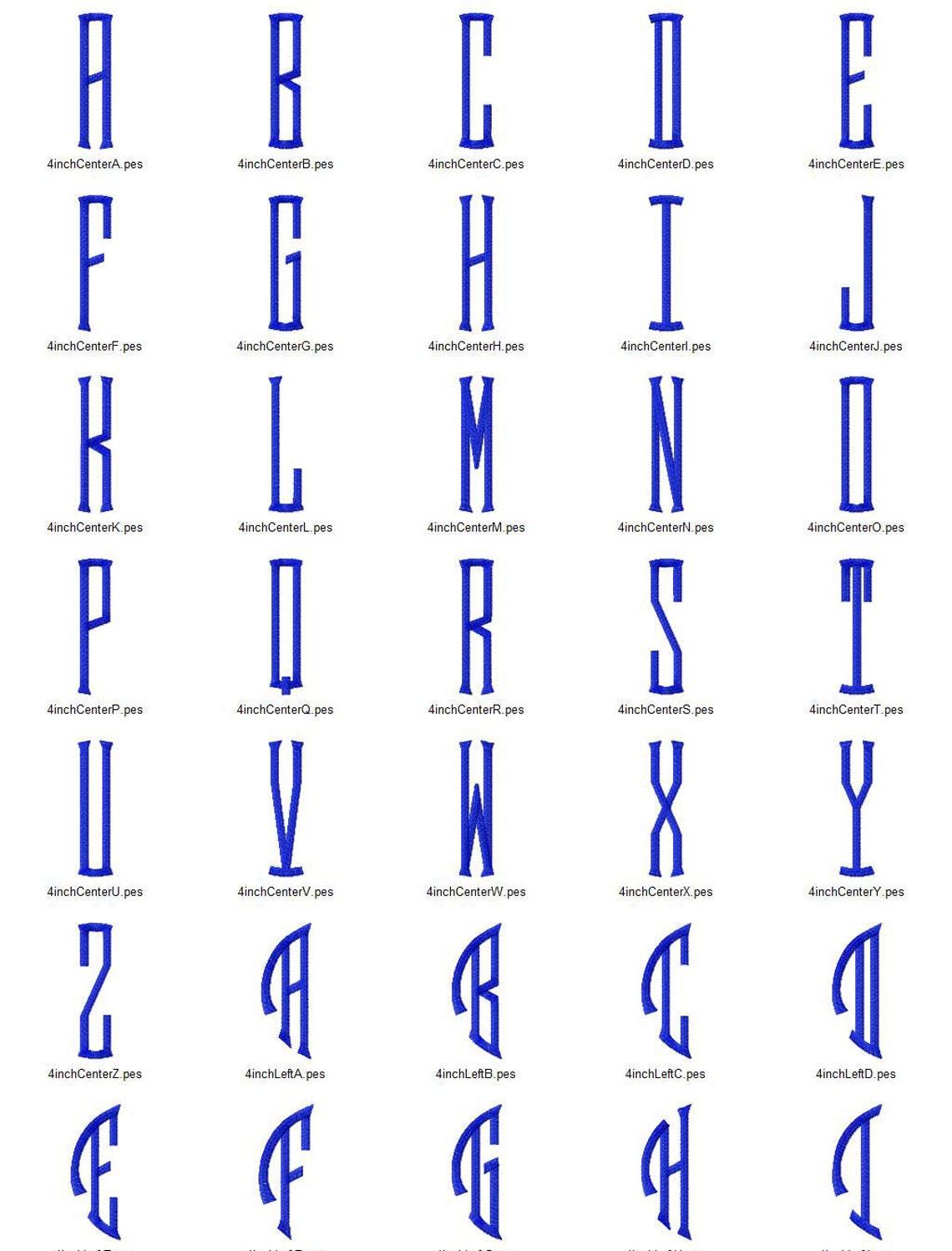 Large Seal 3 Letter Monogram Machine Embroidery Font Alphabet - 3 Sizes ...