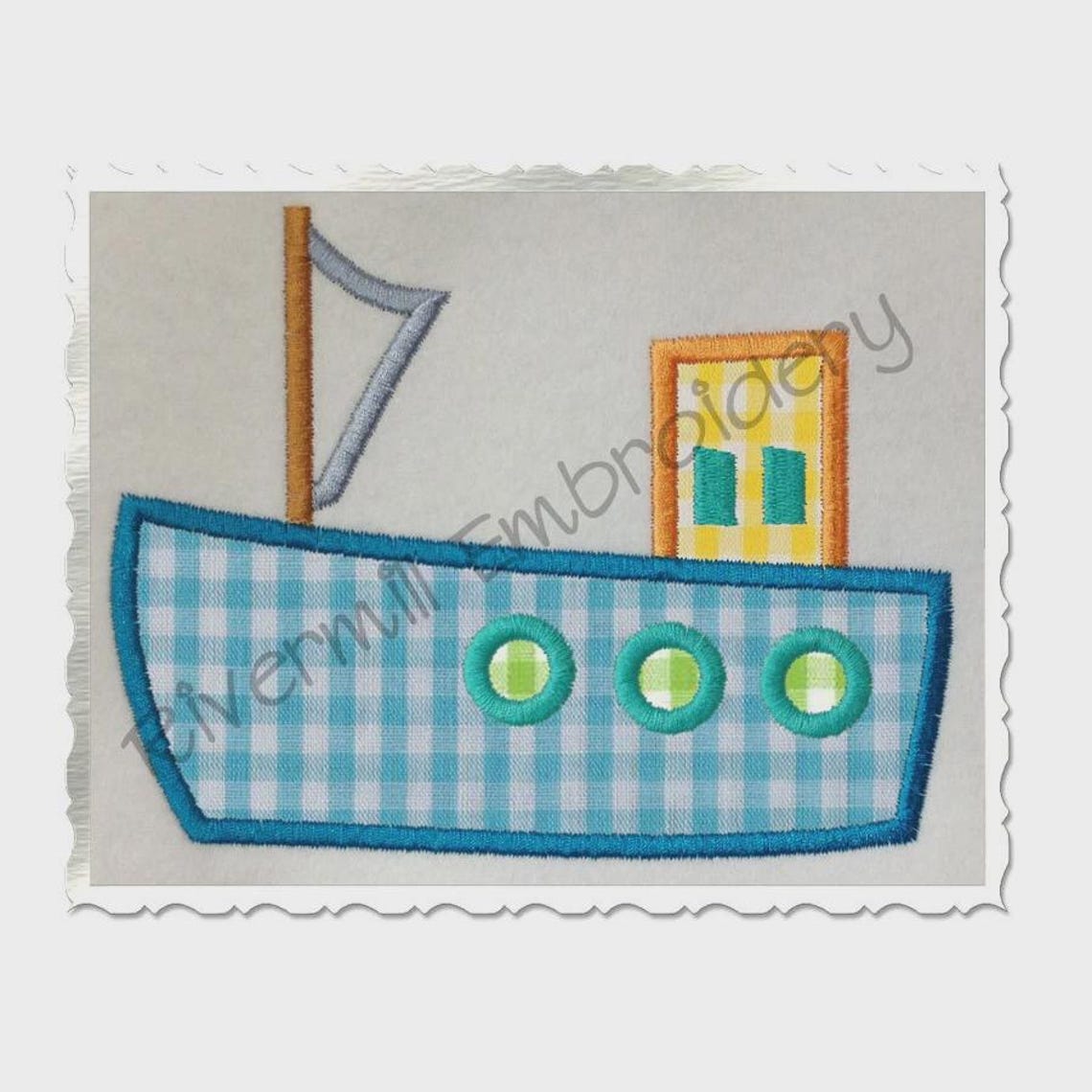Applique Boat Machine Embroidery Design - 4 Sizes - Instant Download ...
