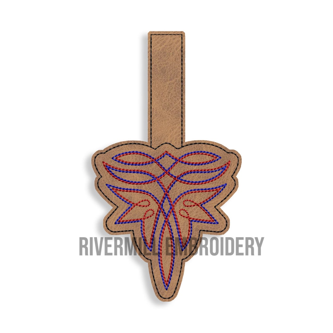 Cowboy Boot Toe Stitch in the Hoop Snap Tab Key Fob Machine Embroidery ...