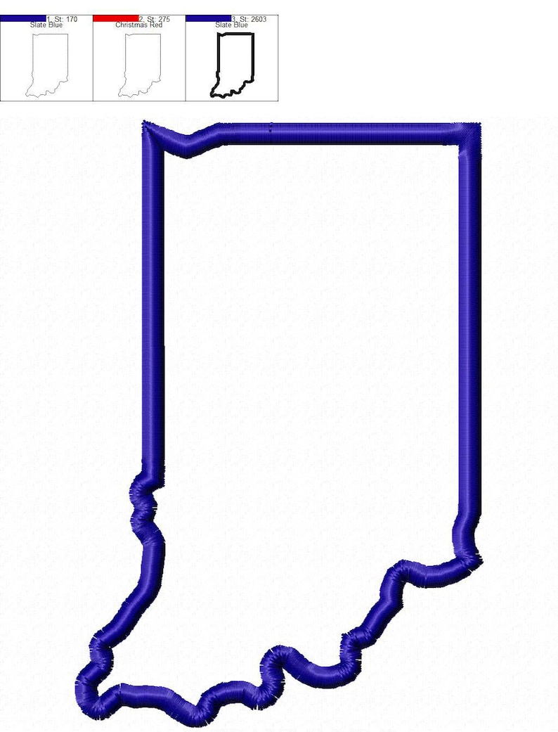 State of Indiana Applique Machine Embroidery Design 4 Sizes - Etsy