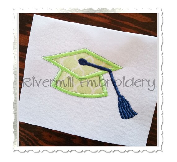 Applique Graduation Cap Machine Embroidery Design 4 Sizes | Etsy