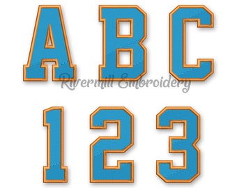 2 Color Varsity Style Machine Embroidery Font Alphabet | Etsy