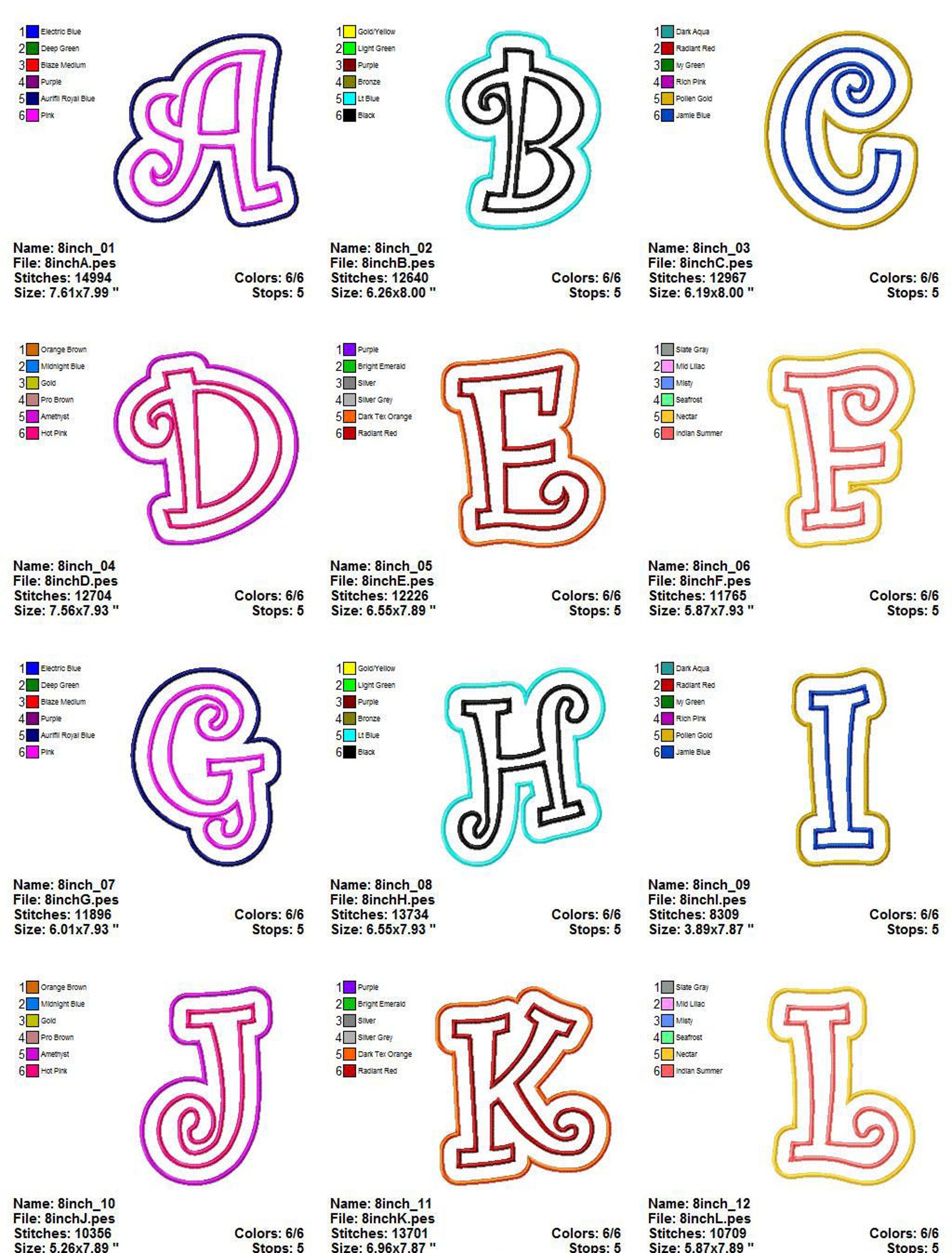 Double Applique Curlz Machine Embroidery Font Monogram Alphabet - 4 ...