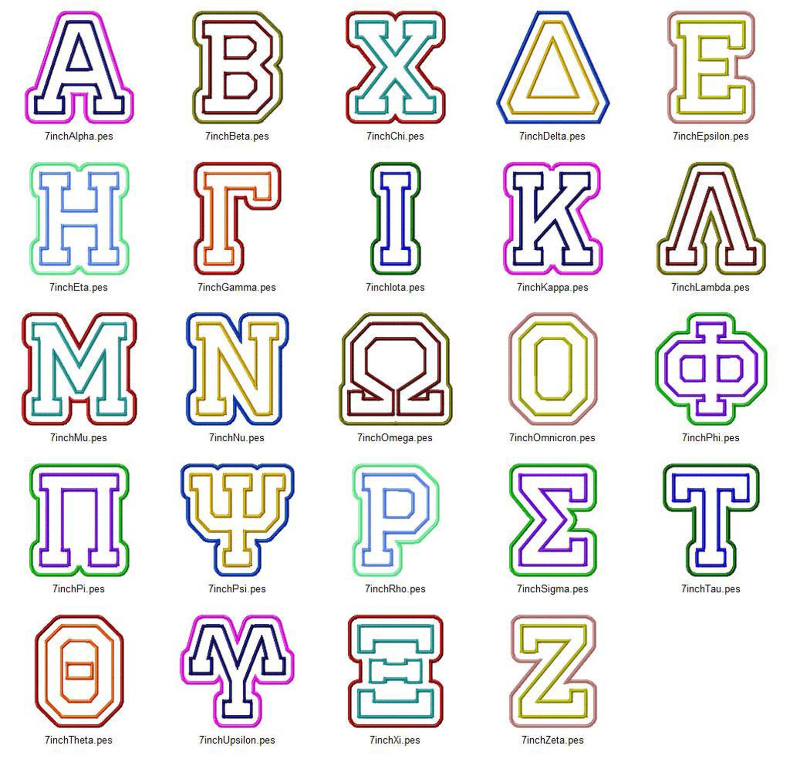 Double Applique Greek Varsity Machine Embroidery Font Alphabet - 4 ...