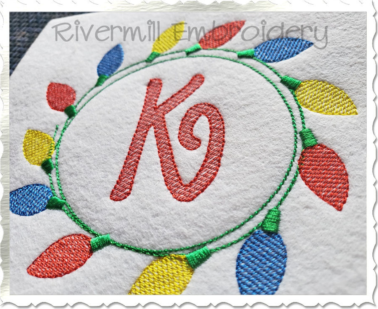 Christmas Lights Monogram Frame Machine Embroidery Design - 4 Sizes ...