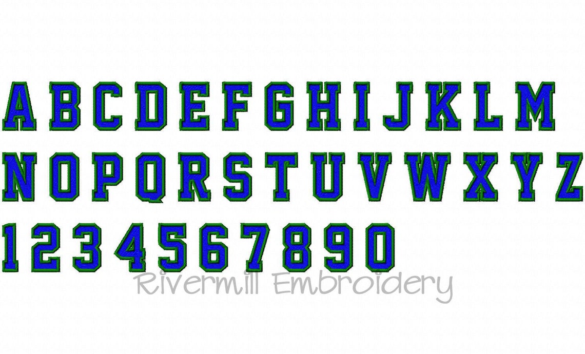 Small 2 Color Varsity Style Machine Embroidery Font Monogram Alphabet ...