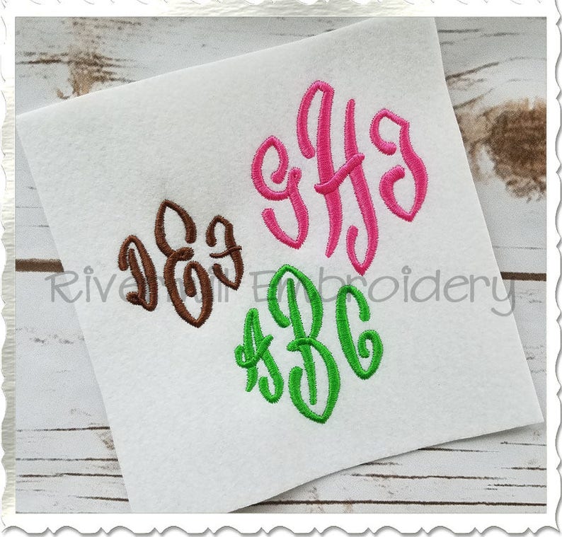 Scroll 3 Letter Monogram Machine Embroidery Font Alphabet 3 - Etsy