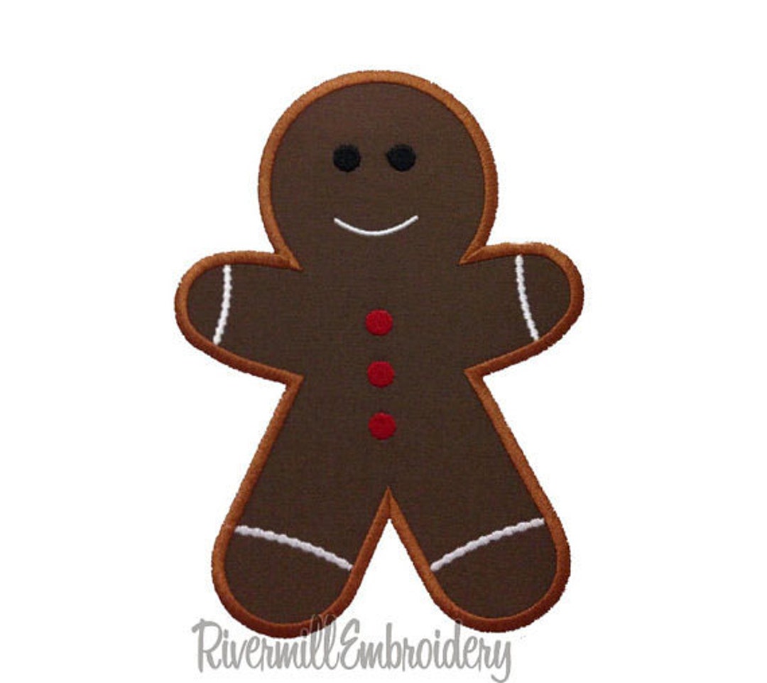 Gingerbread Man Applique Machine Embroidery Design - 4 Sizes - Instant ...