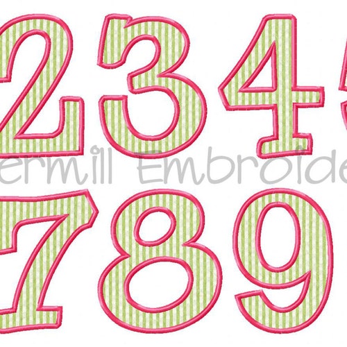 Riley Applique Numbers Machine Embroidery Designs 5 Sizes | Etsy