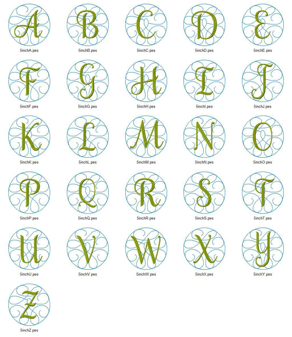 Swirl Monogram Machine Embroidery Alphabet 3 Sizes | Etsy