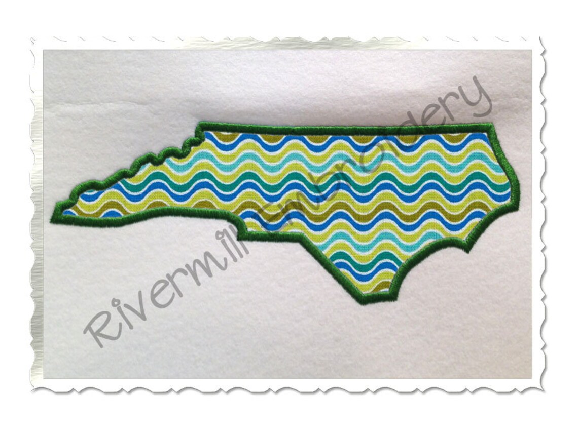 Large State of North Carolina Applique Machine Embroidery Design - 4 ...