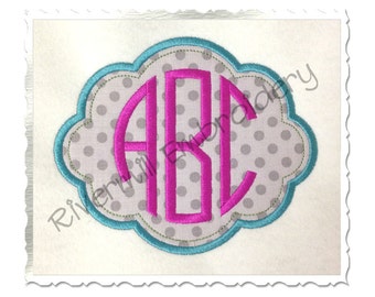 Raggy Applique Name or Monogram Frame Machine Embroidery | Etsy