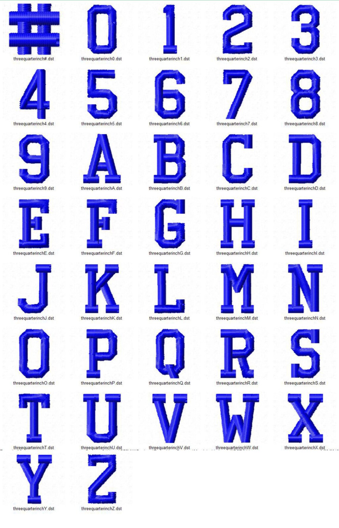 Small Athletic Block Machine Embroidery Font Monogram Alphabet - 1/2 ...