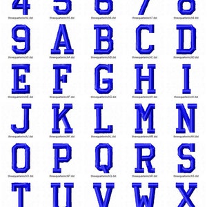 Small Athletic Block Machine Embroidery Font Monogram Alphabet - 1/2 ...