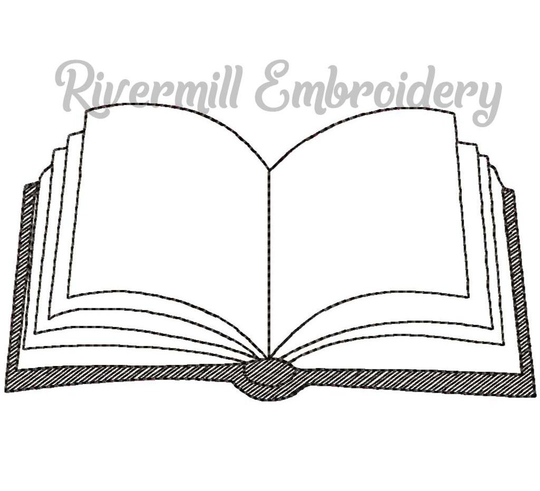 Raggy Applique Open Book Machine Embroidery Design - 4 Sizes - Instant ...