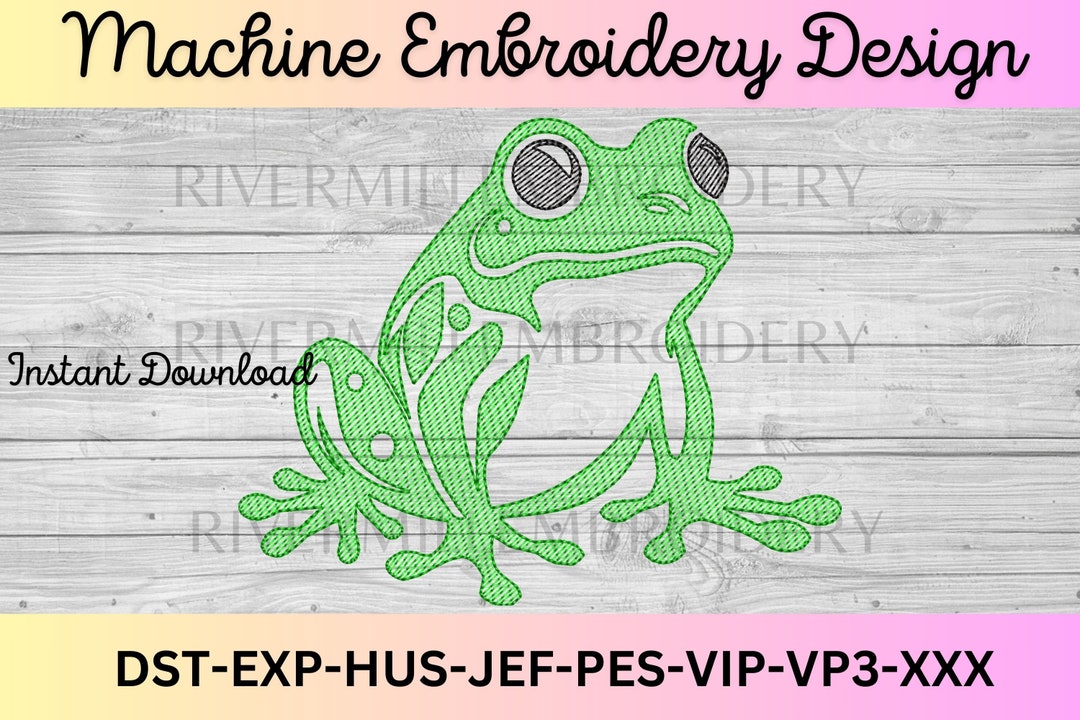 Cute Sketch Style Frog Machine Embroidery Design - 4 Sizes - Etsy
