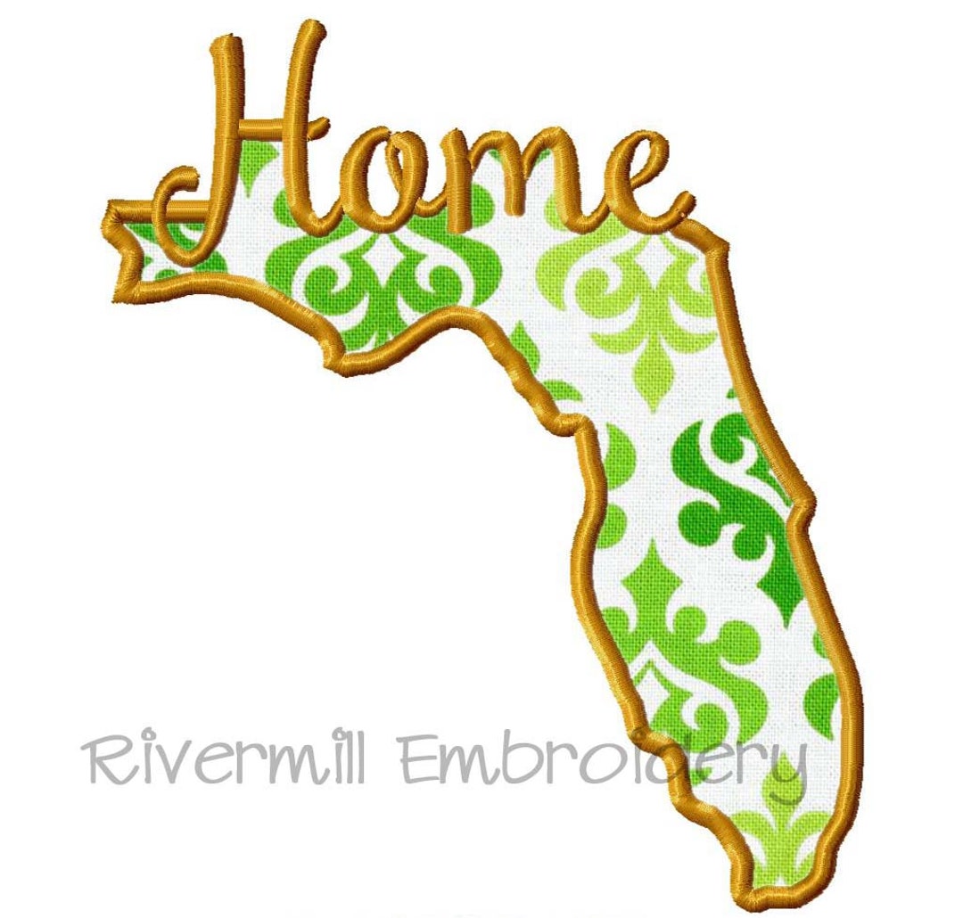 Florida Home Applique Machine Embroidery Design - 4 Sizes - Instant ...
