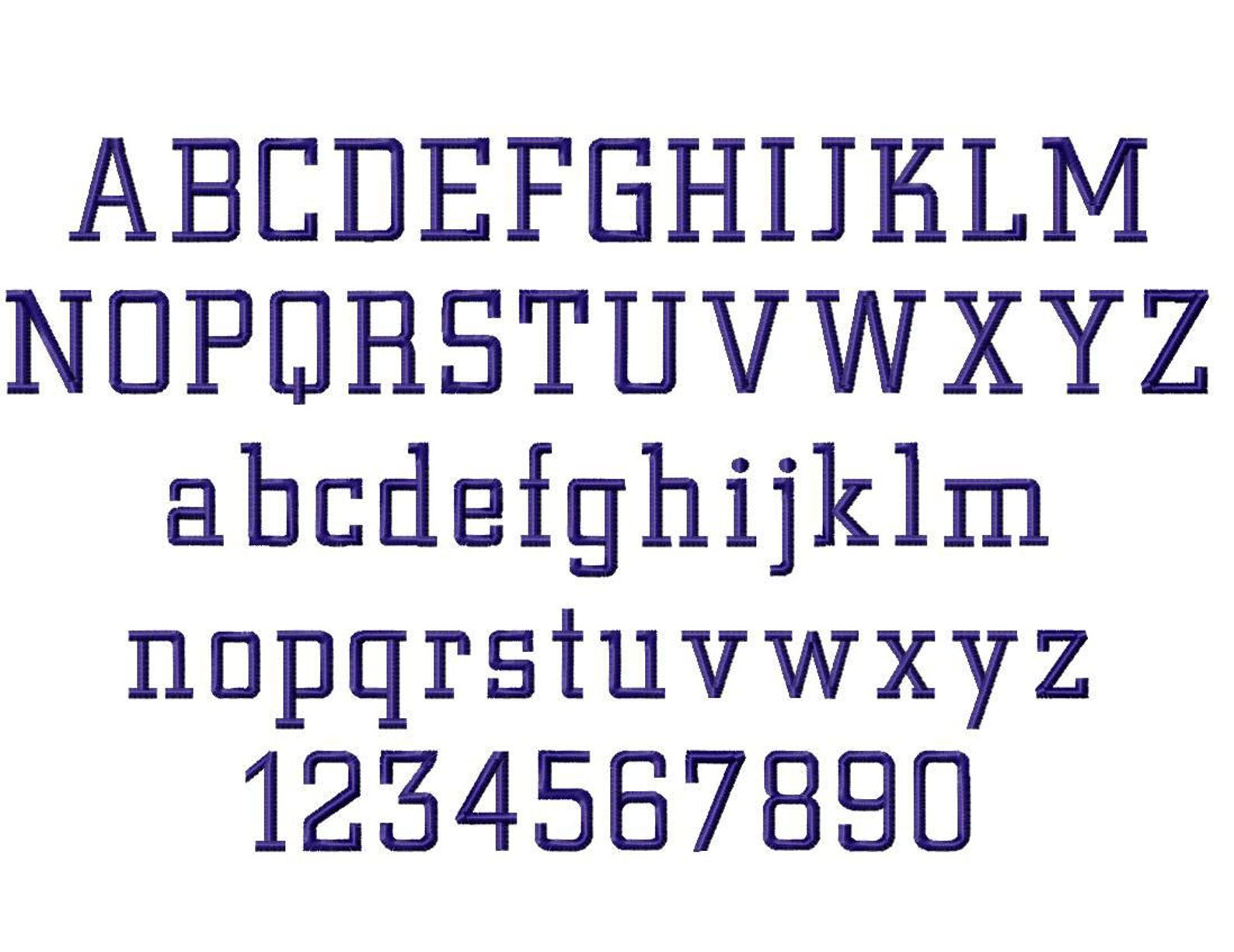 Athletic Block Thin Machine Embroidery Font Alphabet 3 Sizes - Etsy