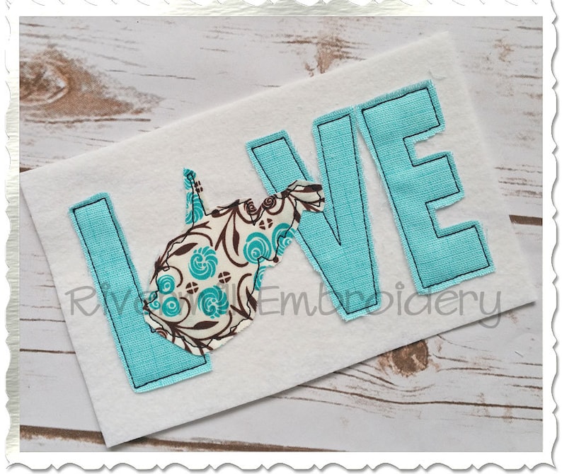 Raggy Applique West Virginia Love Machine Embroidery Design 4 Sizes Etsy