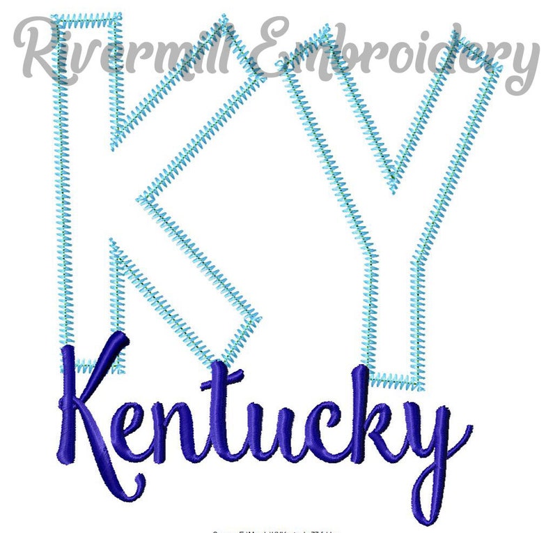 KY Kentucky Letters Zig Zag Applique Machine Embroidery Design | Etsy