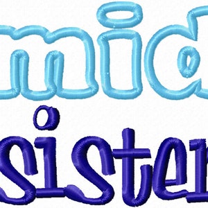 Middle Mid Sister Applique Machine Embroidery Design - 2 Sizes ...