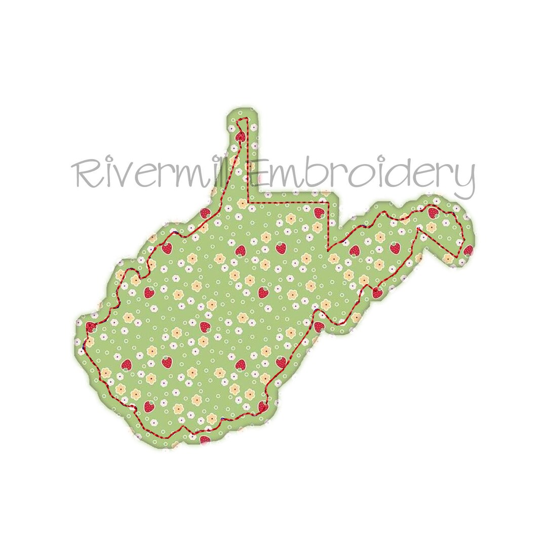 Raggy Applique State of West Virginia Machine Embroidery Design - 4 ...
