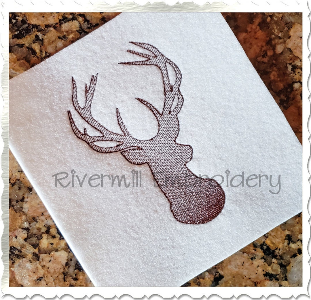 Large Sketch Style Deer Buck Machine Embroidery Design - 4 Sizes ...