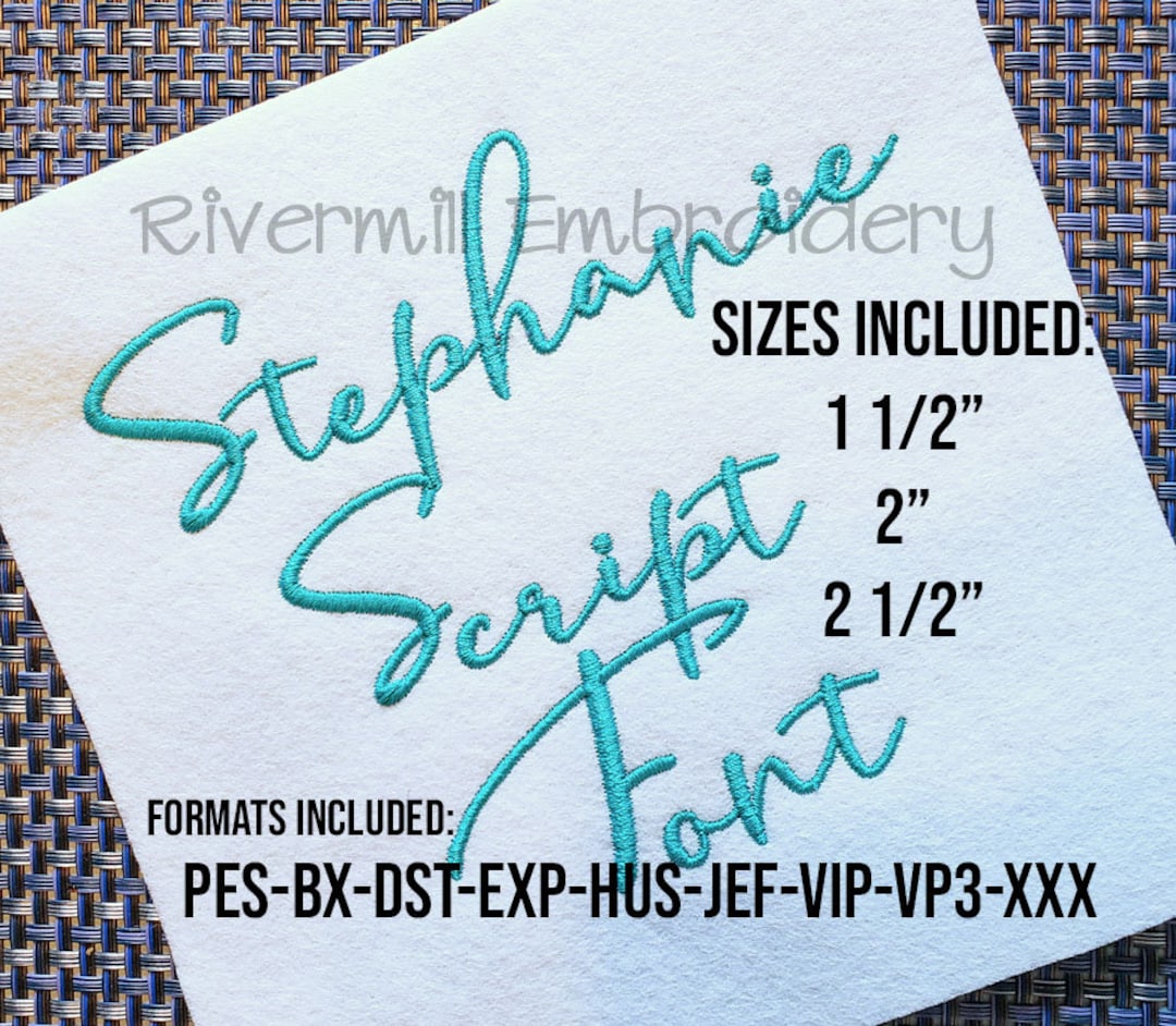 Stephanie Script Machine Embroidery Font Monogram Alphabet - 3 Sizes ...
